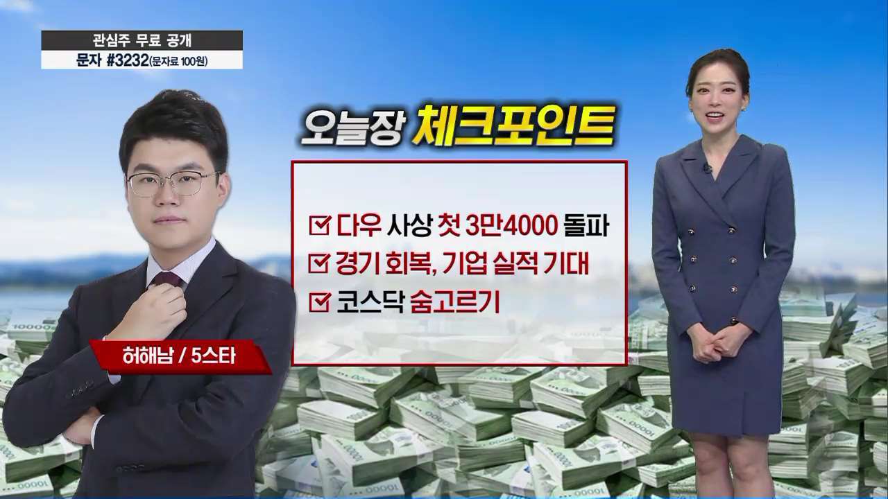 [5스타 오전 장 투자전략] 다우지수 사상 첫 3만4000 돌파, 국내증시도 하이킥? - SBS Biz