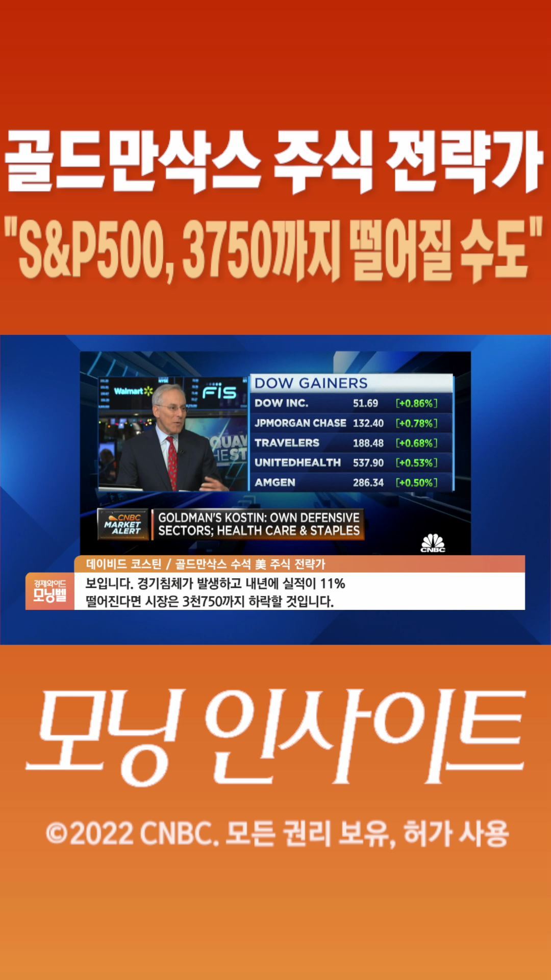 [숏폼] 골드만삭스 주식 전략가 "S&P500, 3750까지 떨어질 수도" - SBS Biz