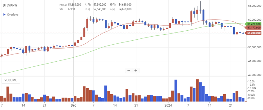 현물 ETF 등장 보름…힘 빠진 비트코인 가격도 거래도 '뚝' - SBS Biz