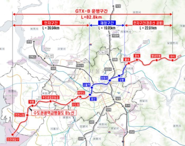 송도~마석, GTX-B 민자구간 실시계획 승인…2030년 개통 - SBS Biz