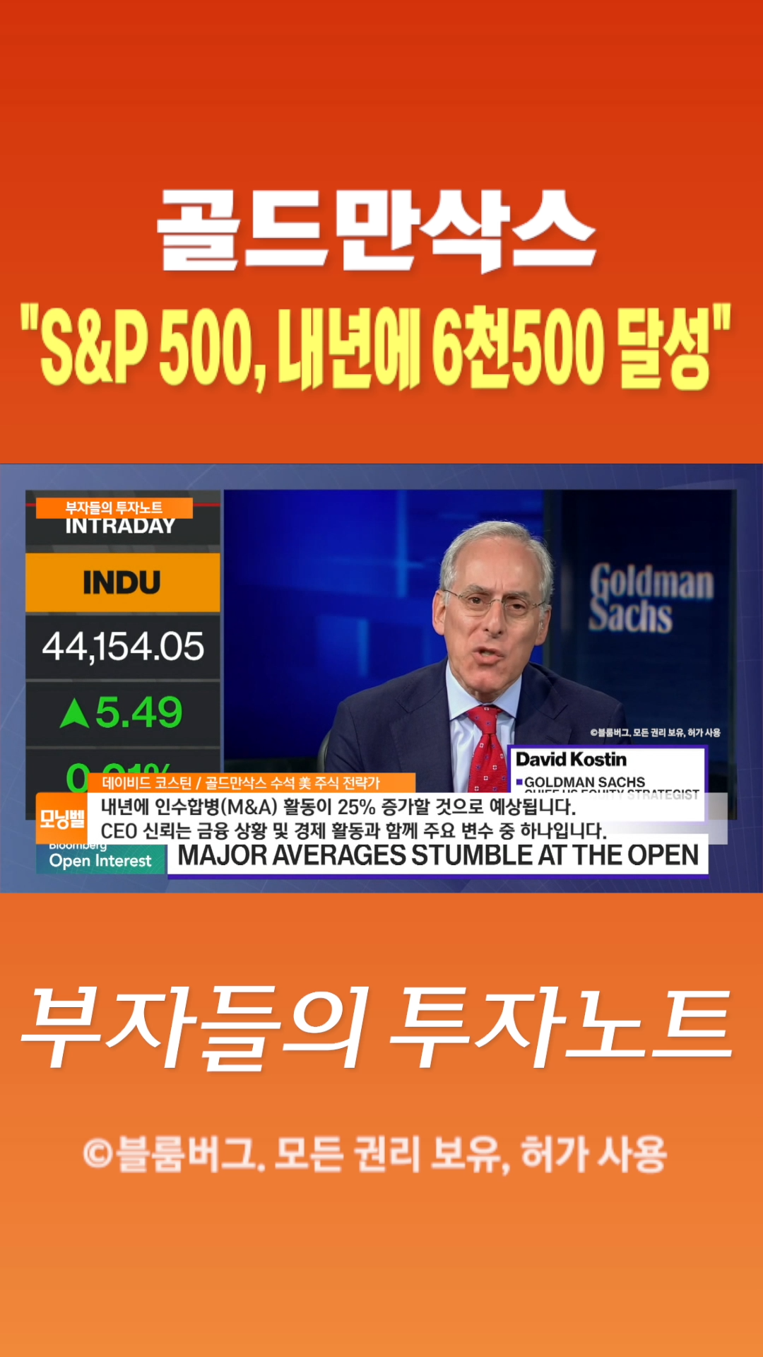 [숏폼] 골드만삭스 "S&P500, 내년에 6천500 달성" - SBS Biz
